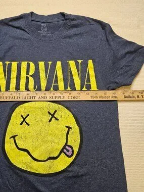 NIRVANA | Tops | Nirvana Classic Smiley Face Graphic Band Tee Heather ...